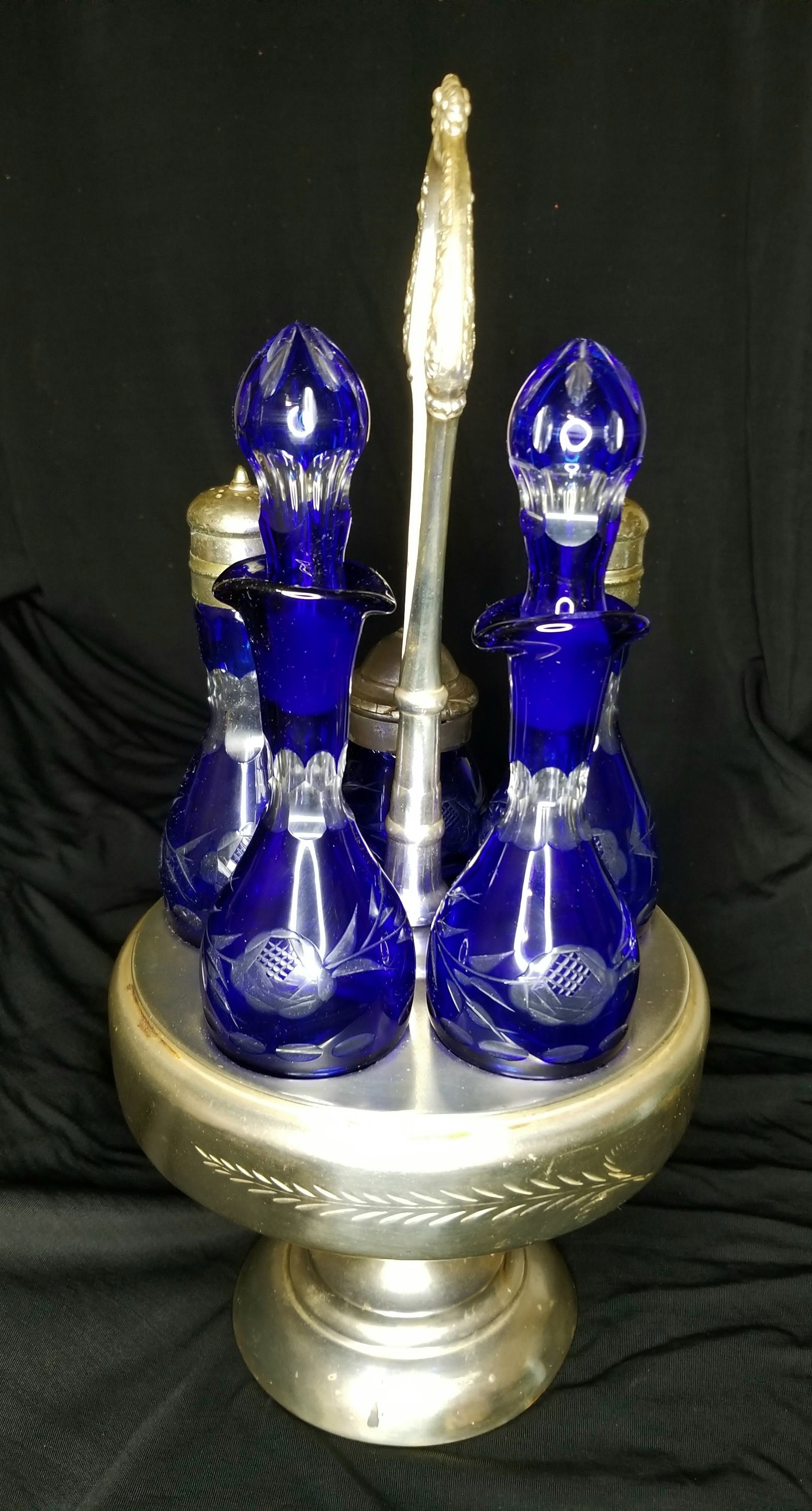 Blue Glass Cruet Set at Patricia Sanchez blog